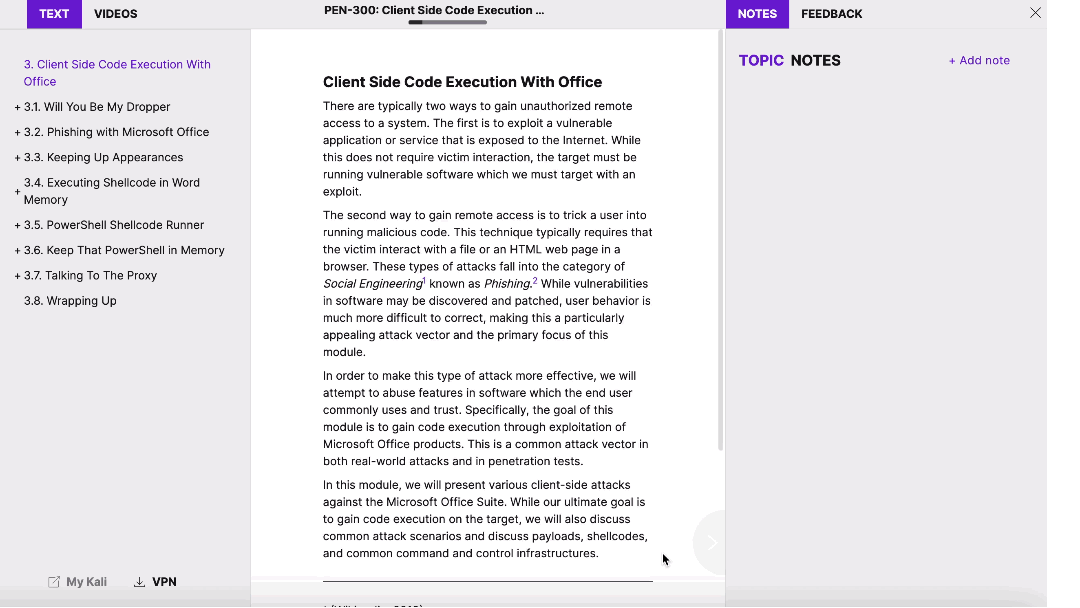 Make the most of reading the course book online – OffSec Support Portal