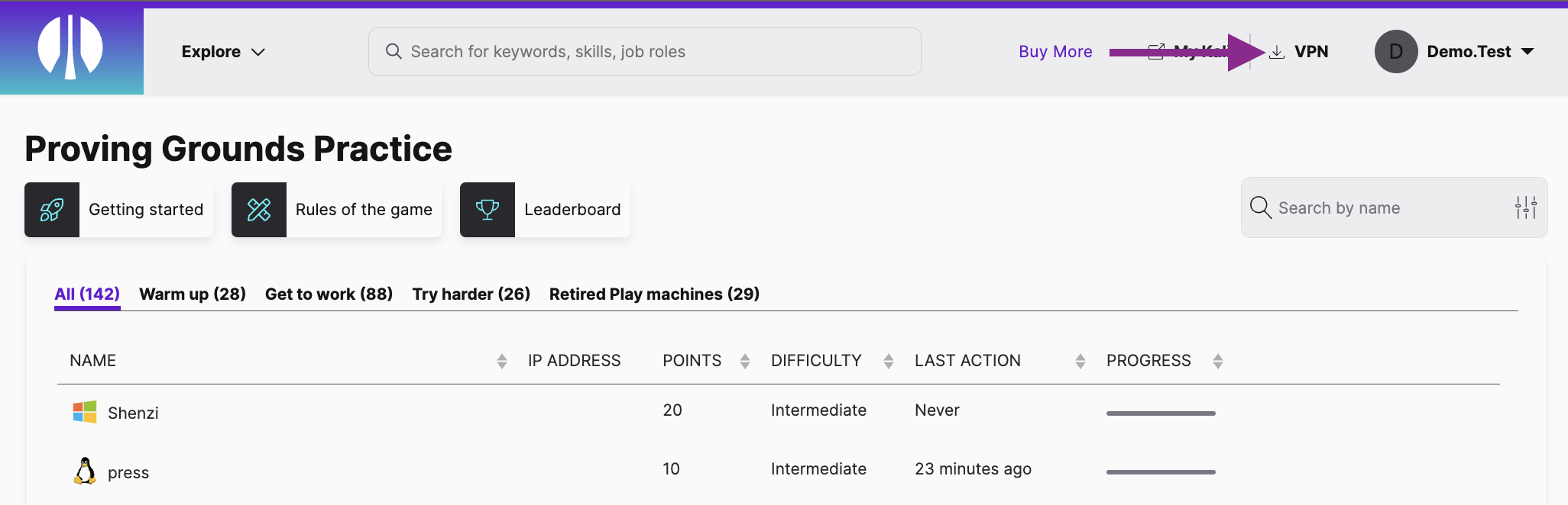 Getting Started with PG Play and Practice – OffSec Support Portal