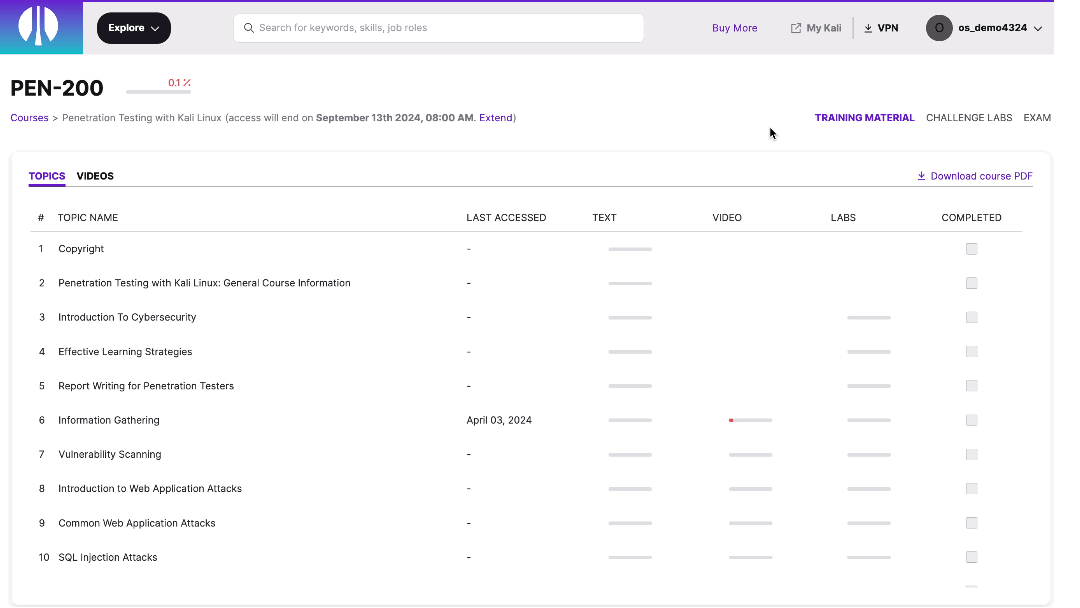 Course start guide – OffSec Support Portal