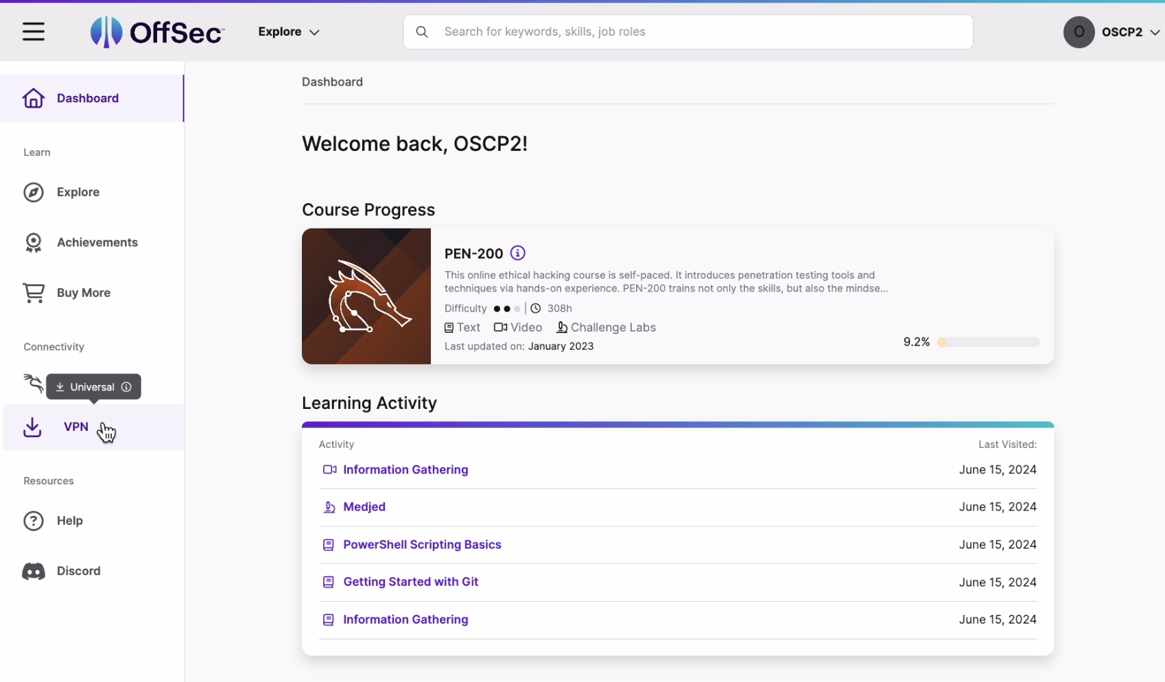 Getting started with Essential Learning Paths – OffSec Support Portal