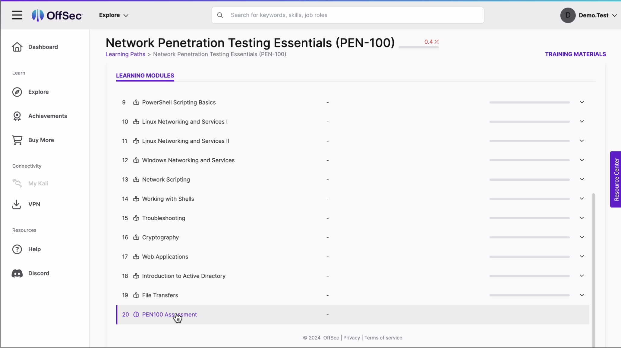 Getting started with Essential Learning Paths – OffSec Support Portal