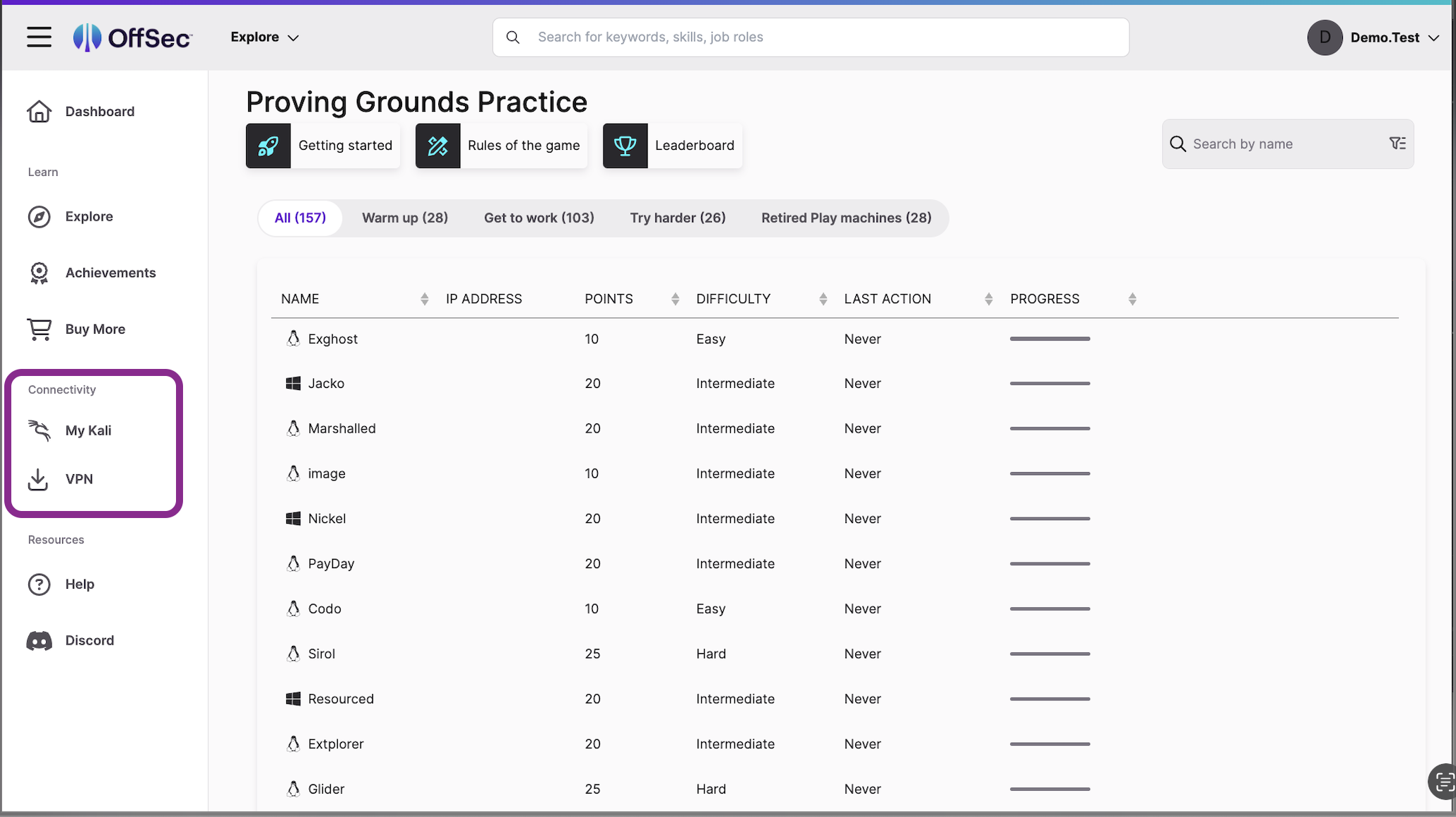 Getting Started with PG Play and Practice – OffSec Support Portal