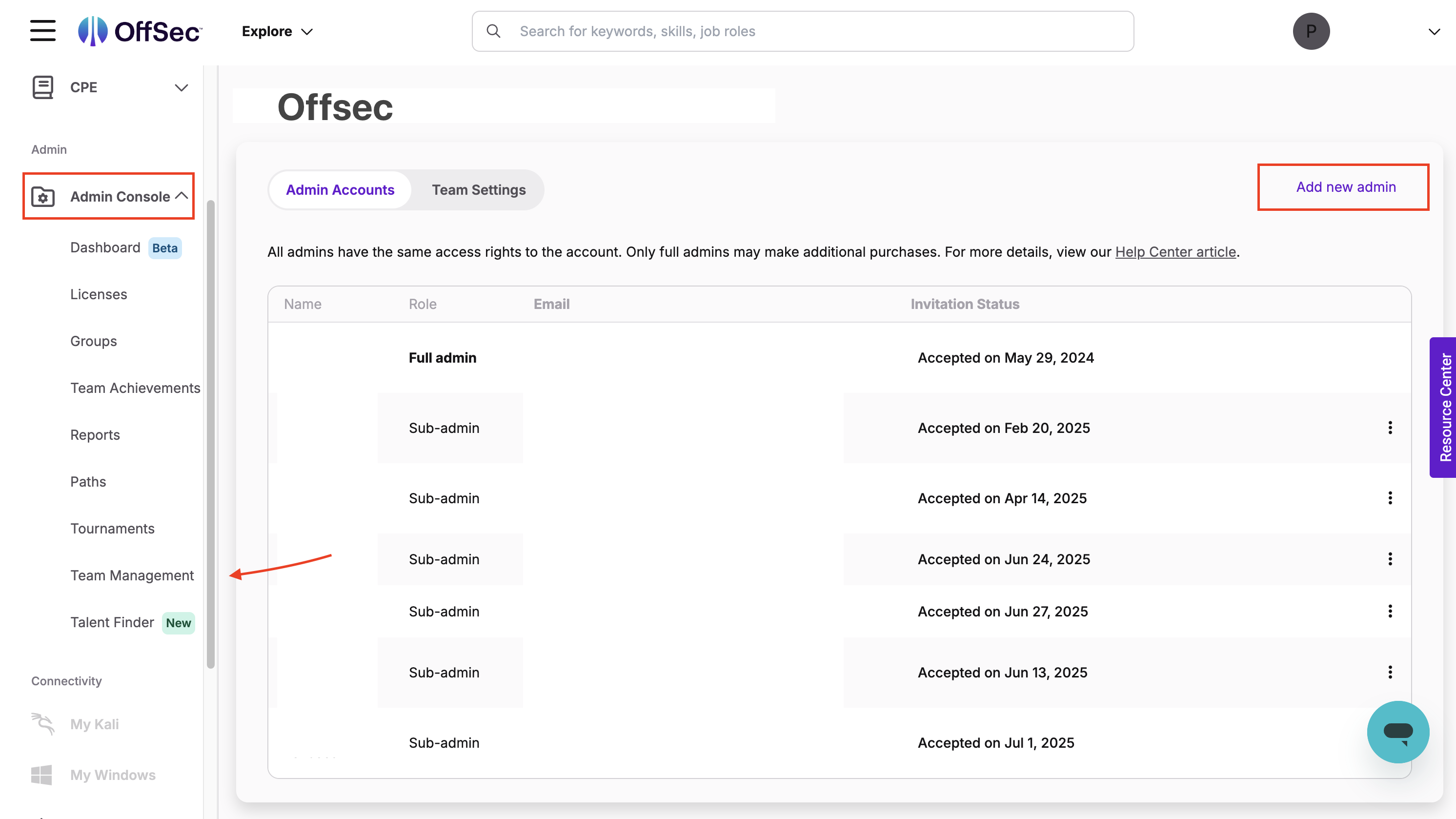 Managing admin permissions FAQ – OffSec Support Portal